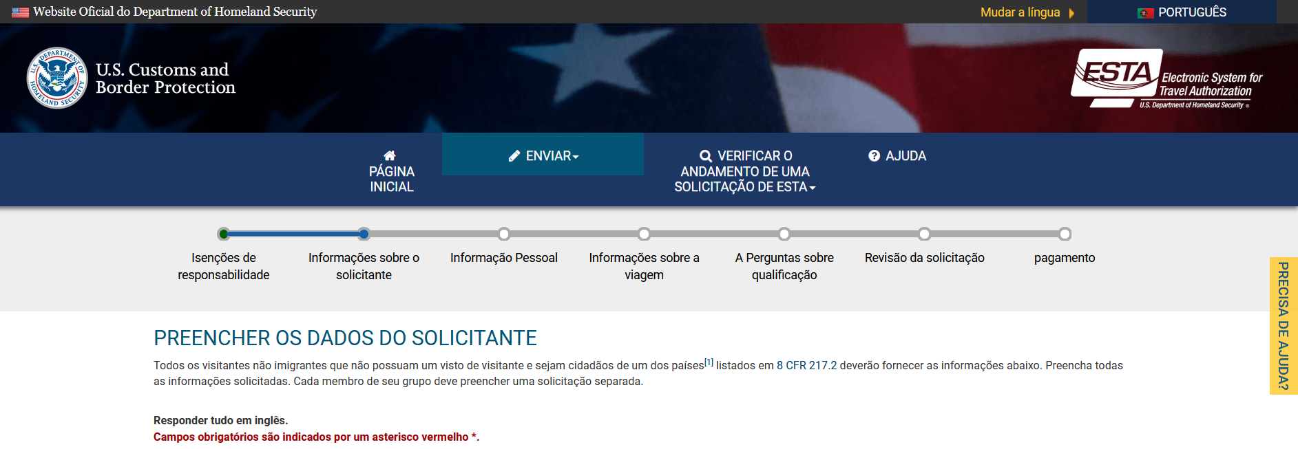 ESTA para os EUA - Aplicação online e processamento imediato